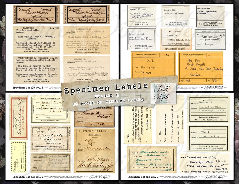 Specimen Labels Vol.2 With 20 Pages With Over 150 Seperate | Etsy