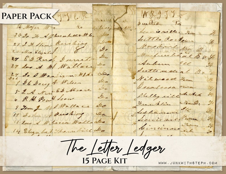 The Letter Ledger : 15 Pages of Beautifully Scanned Scripted - Etsy