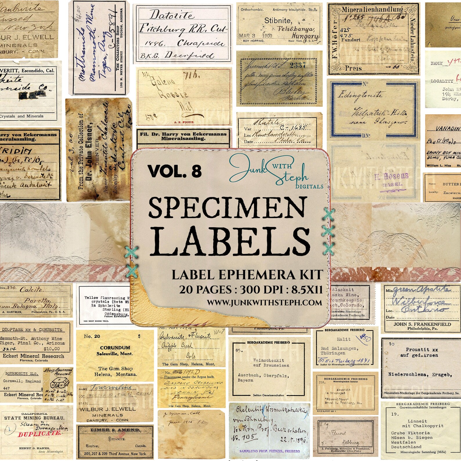 Specimen Labels - Vol. 8 With 20 Pages, Over 150 Separate GENUINE OLD ...