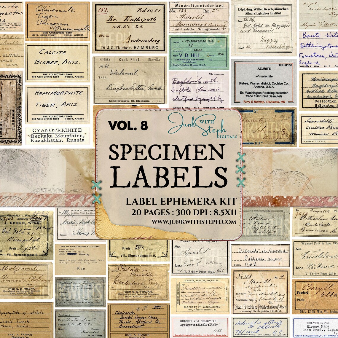 Specimen Labels - Vol. 8 With 20 Pages, Over 150 Separate GENUINE OLD ...