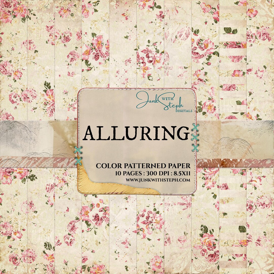 Alluring - Color Patterned Paper Pack: 10 Page Damask Textured Patterns ...