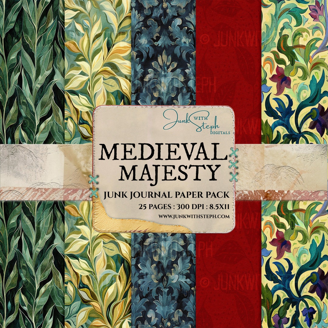 Medieval Majesty - 25 Page Journal Paper Pack Digital Printable Kit ...