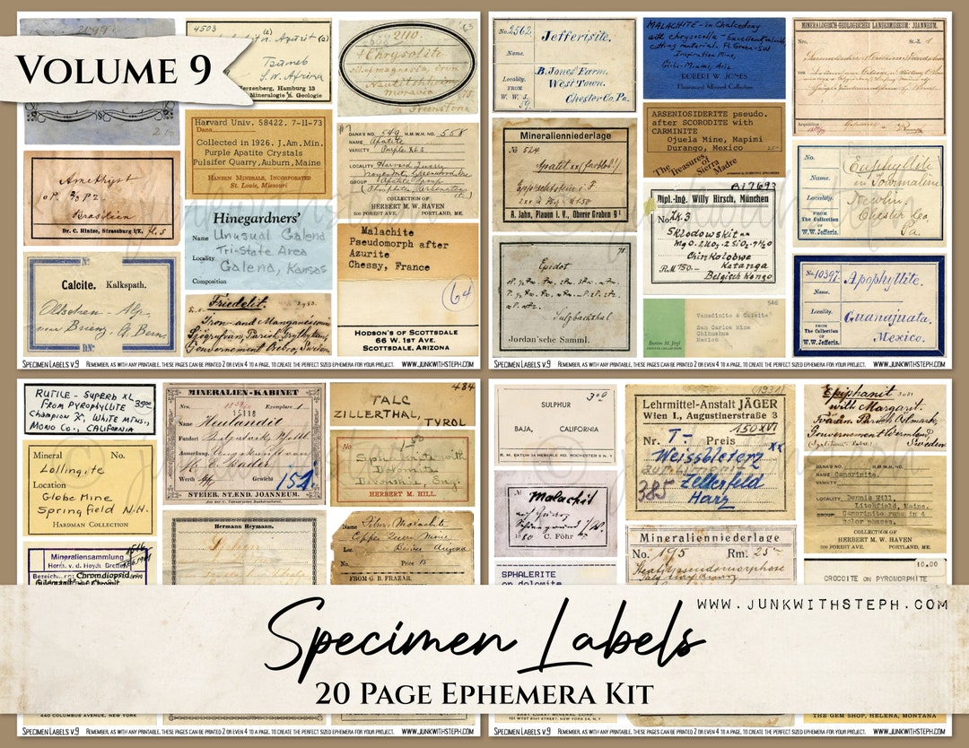 Specimen Labels Vol. 9 With 20 Pages Over 150 Separate - Etsy