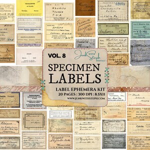 Specimen Labels - Vol. 8 With 20 Pages, Over 150 Separate GENUINE OLD ...