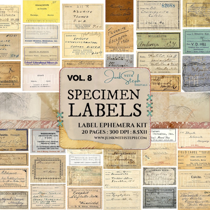 Specimen Labels - Vol. 8 With 20 Pages, Over 150 Separate GENUINE OLD ...