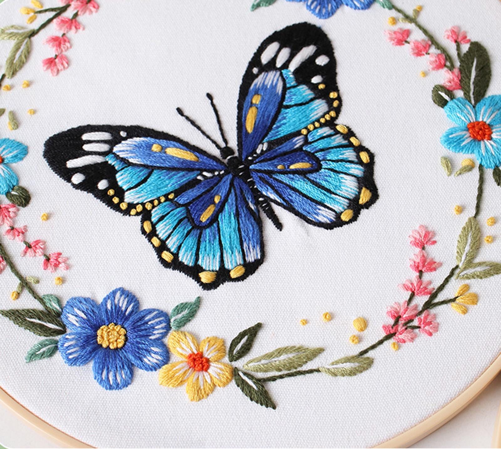 Butterfly Embroidery Kit Stitch Kit Needlework Kit Craft Kit Wall ...