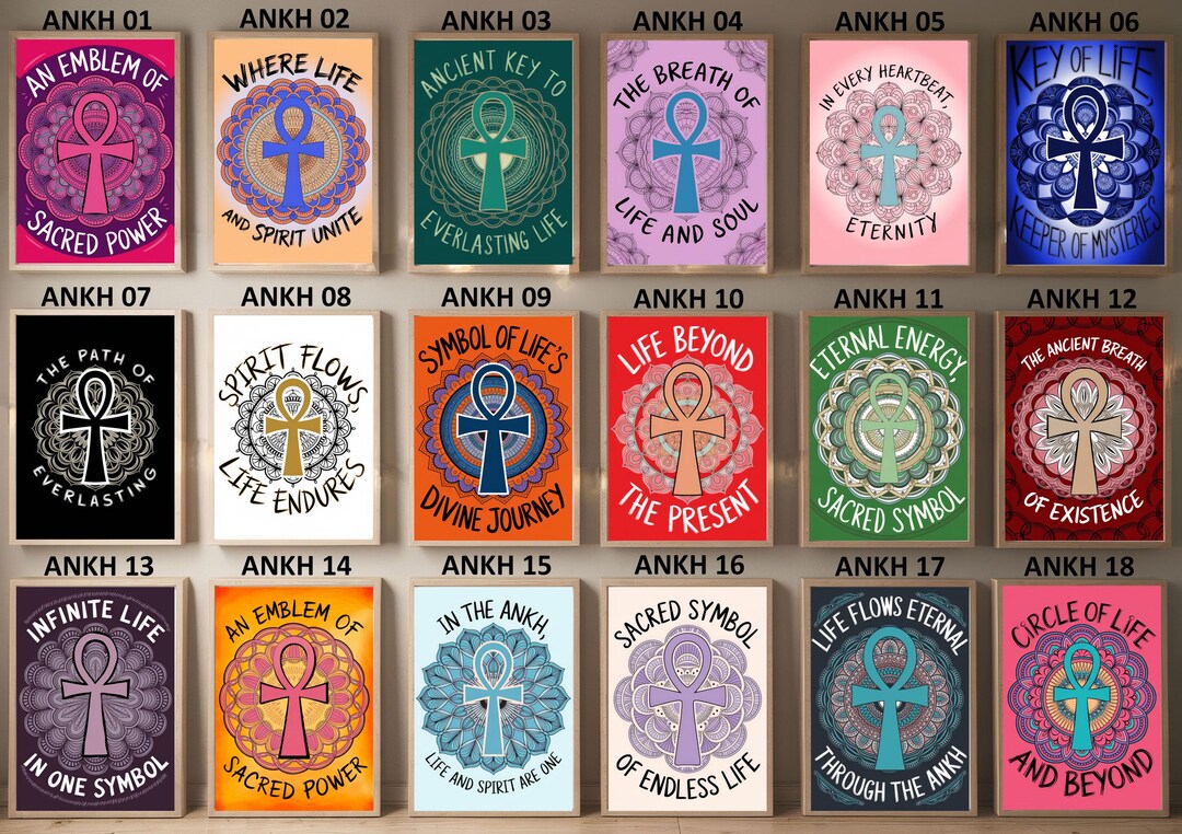 Custom Art Ankh Print, Sacred Symbol Wall Art Decor, Spiritual Mandala ...