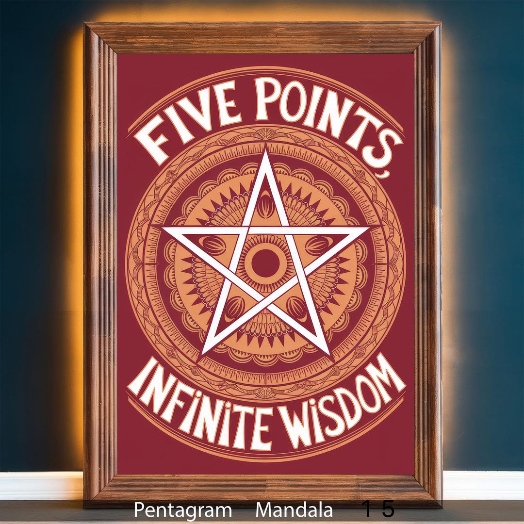 Wisdom Pentagram Mandala Art – Occult Knowledge Wall Print – Wiccan ...