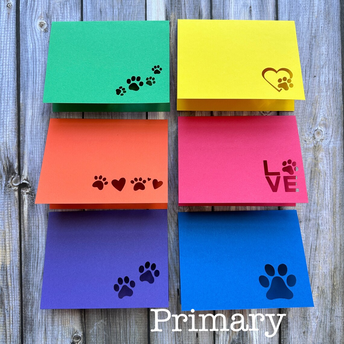 Pet Paw Prints Custom Cut Note Cards Set of 6 Blank Inside - Etsy