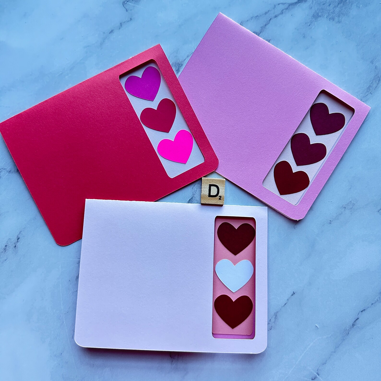 Heart Note Cards - Set of 3 - Blank Inside - Love Notes - Valentine's ...