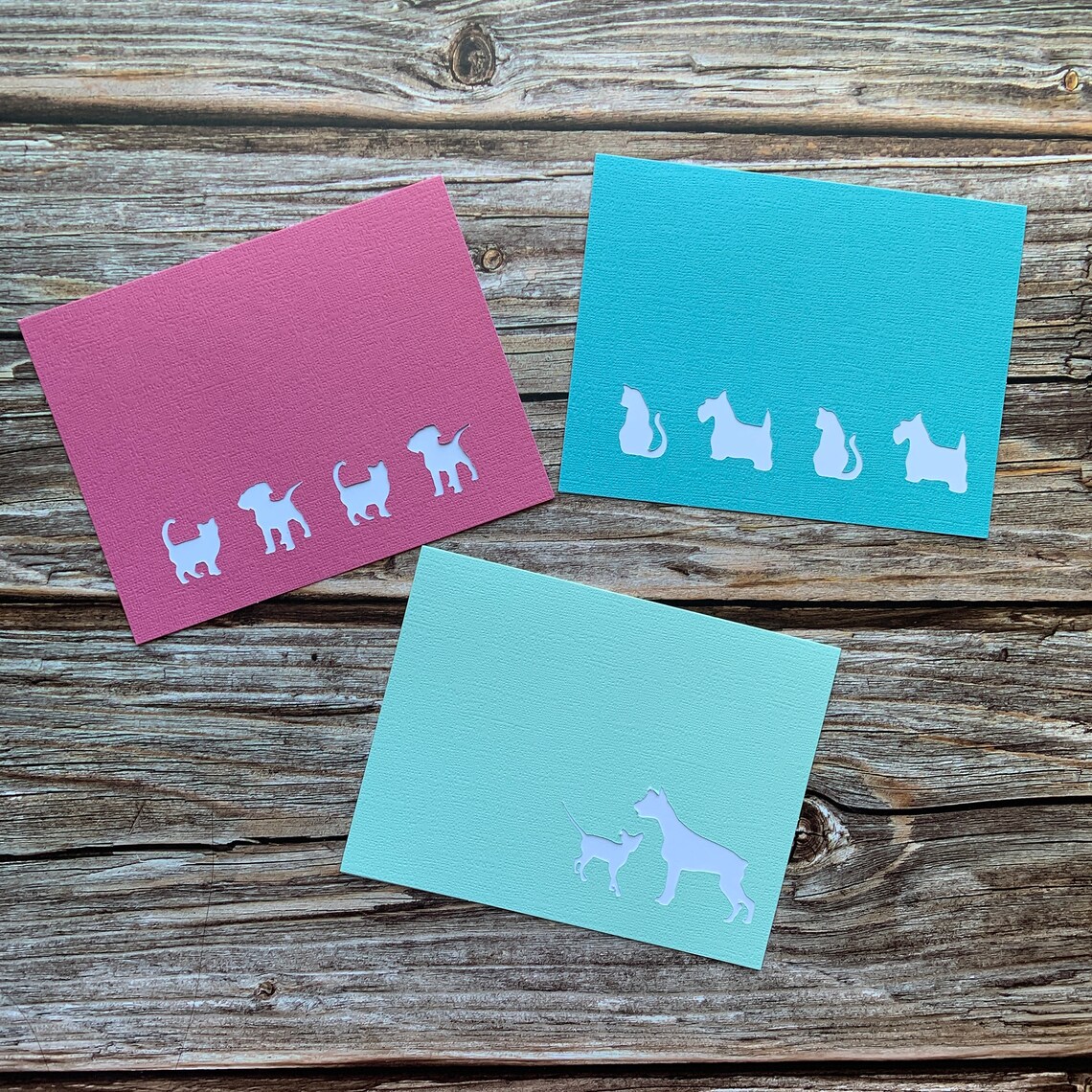 Cat and Dog Note Cards Set of 6 Blank Inside Pet Animal - Etsy