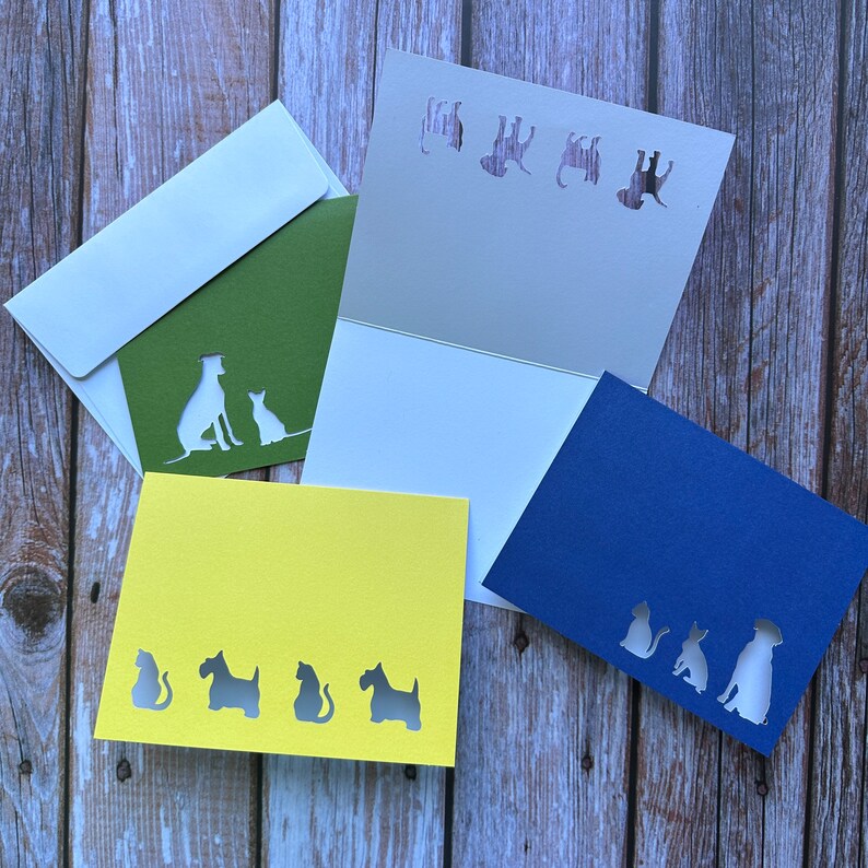 Cat and Dog Note Cards Set of 6 Blank Inside Pet Animal - Etsy
