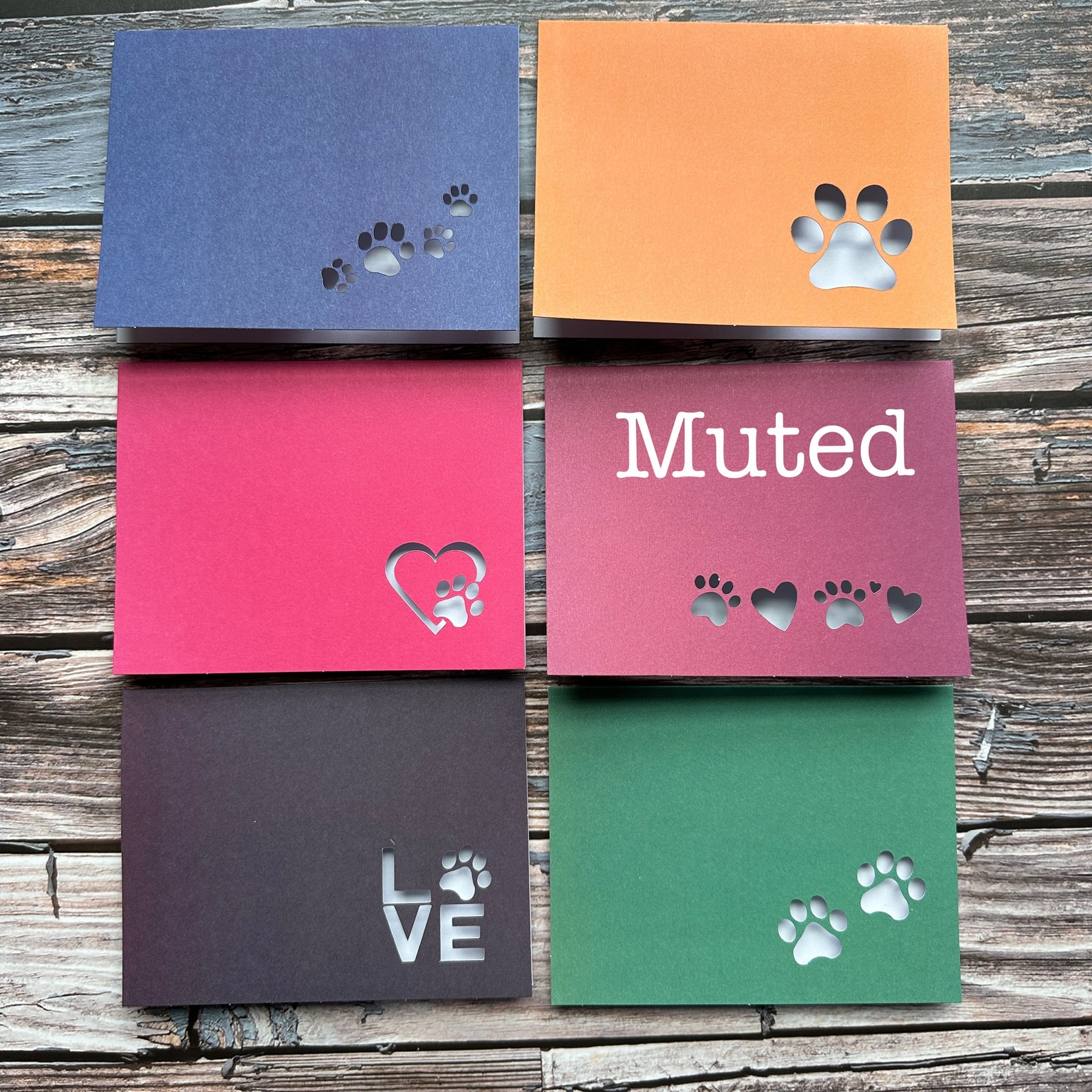 Pet Paw Prints Custom Cut Note Cards Set of 6 Blank Inside Dog Cat - Etsy