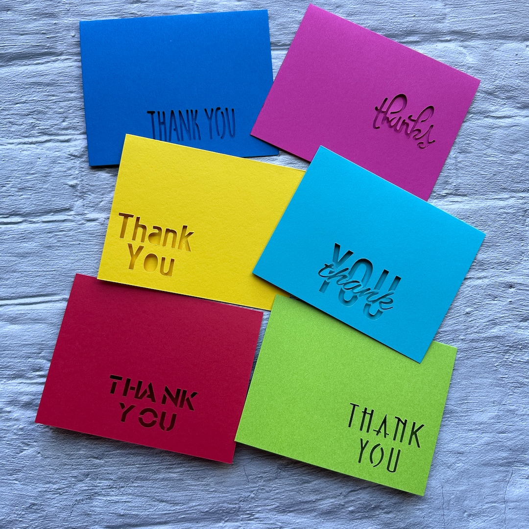 Thank You Cards - Set of 6 - Blank Inside - Custom Cut Design - Etsy