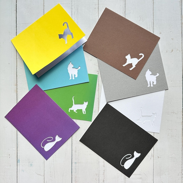 Cat and Dog Note Cards Set of 6 Blank Inside Pet Animal Cutouts - Etsy