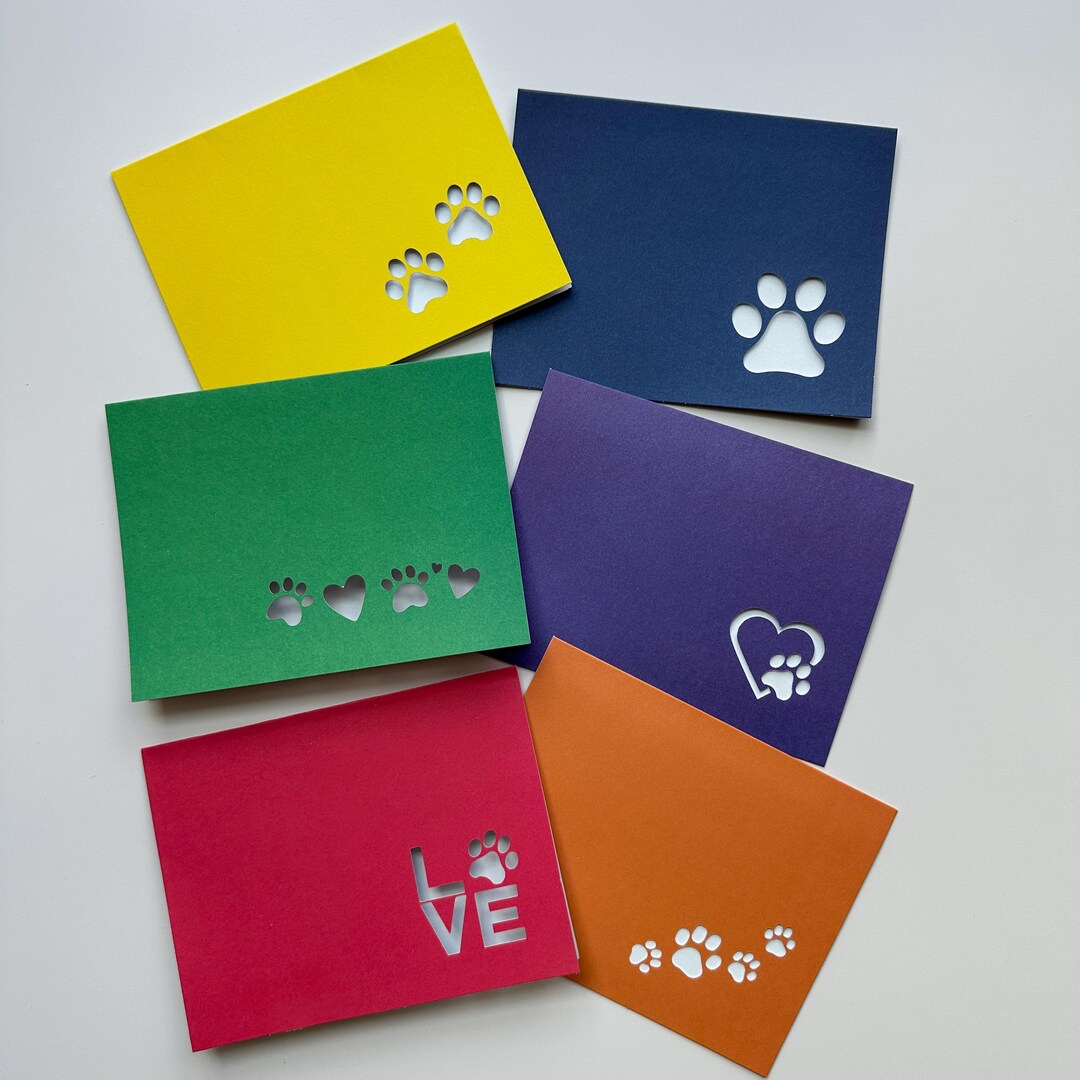 Pet Paw Print Cards: Set of 6 - Etsy