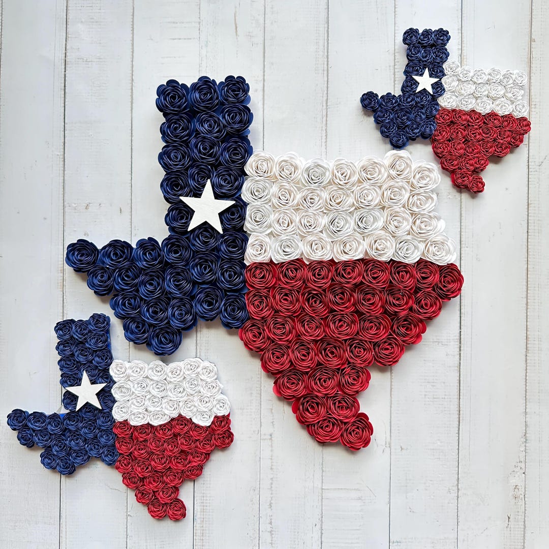 Texas Flag Sign - Rolled Paper Flower Design - Lonestar State - Texas ...