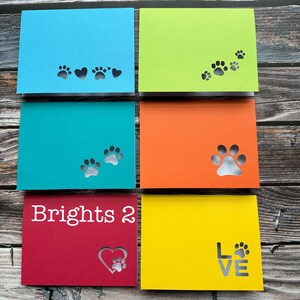 Pet Paw Prints Custom Cut Note Cards - Set of 6 - Blank Inside - Dog ...