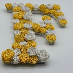 Letter F Monogram Rolled Flower Design White Yellow Roses - Etsy