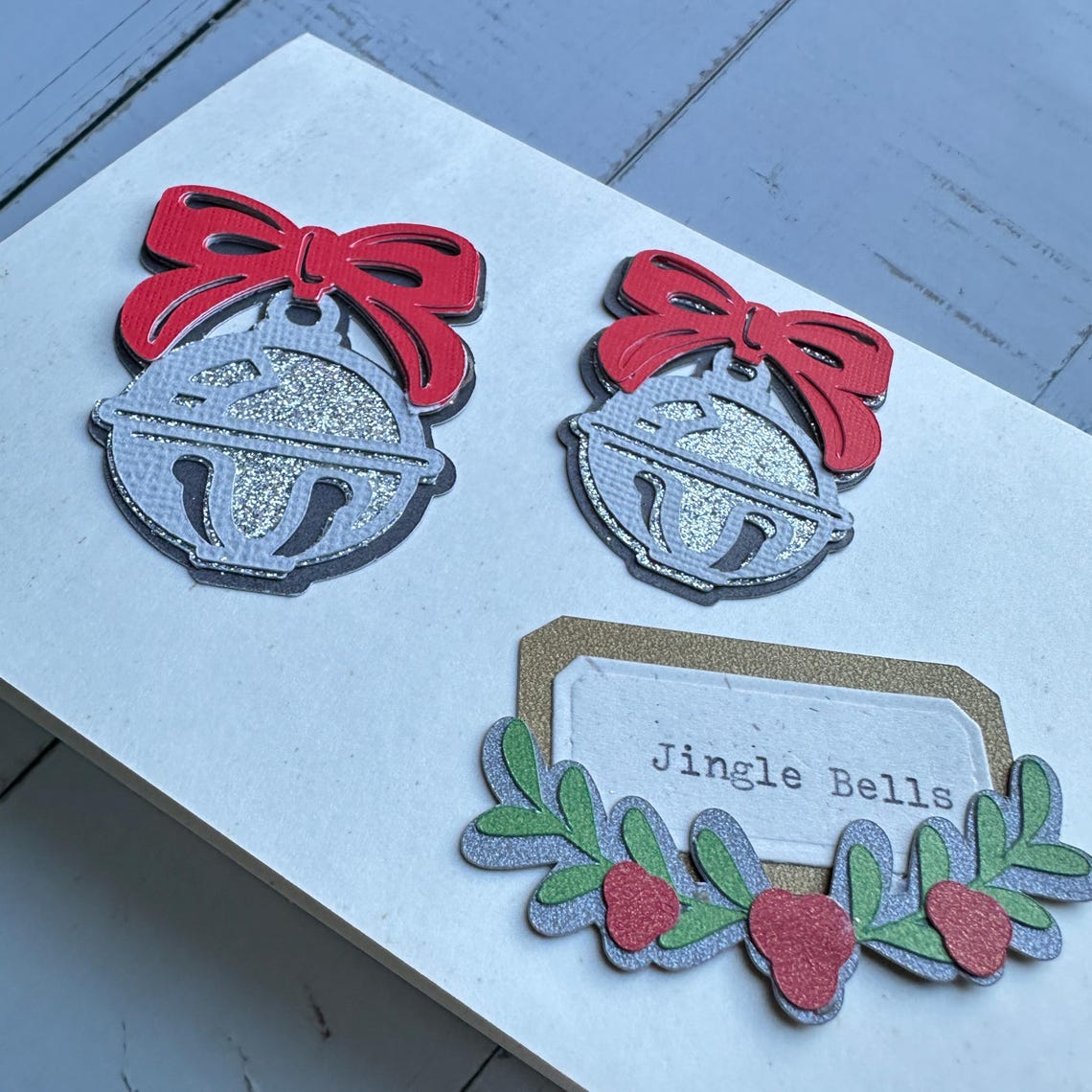 Jingle Bell Cards - Set of 3 - Christmas Cards - Layered Paper Design ...
