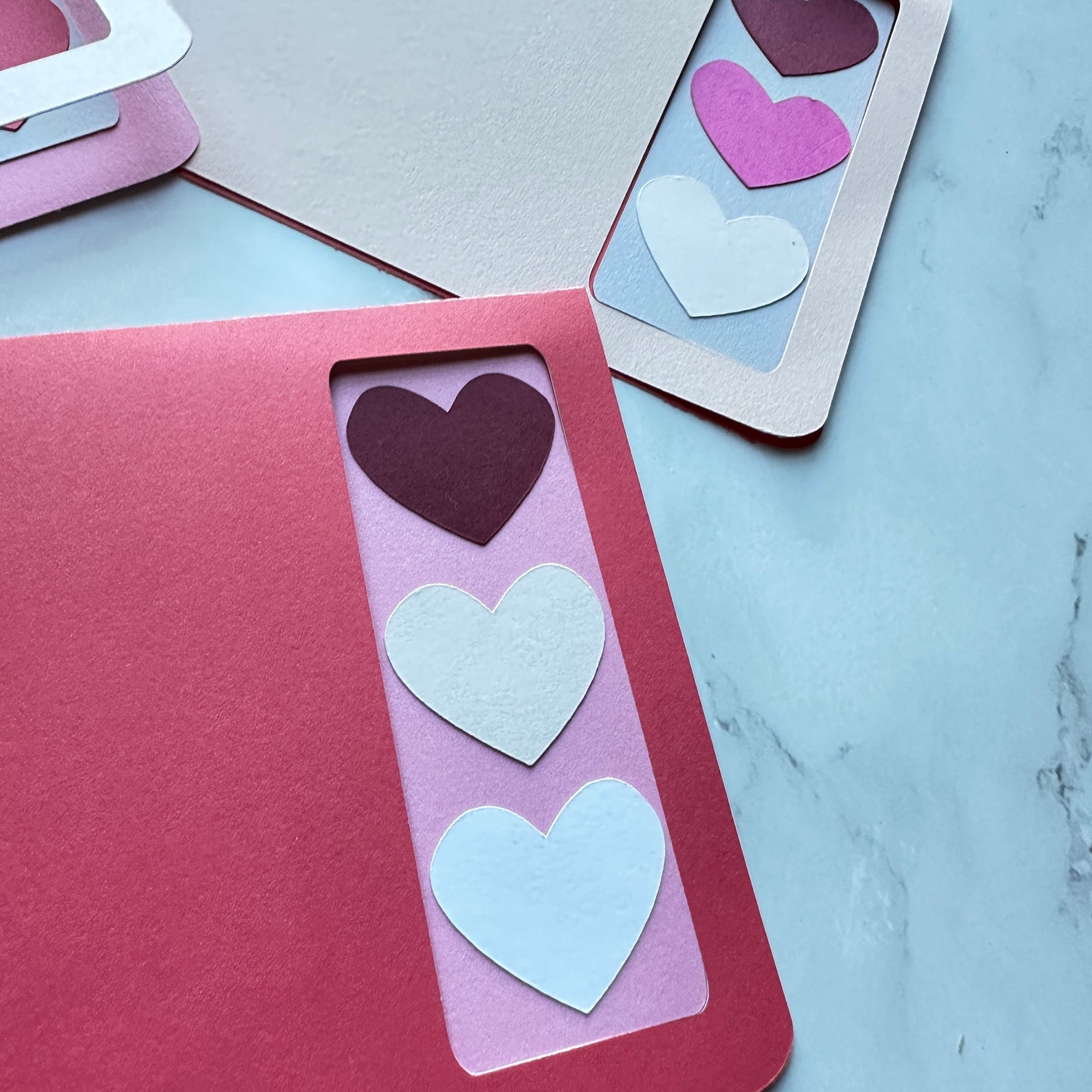 Heart Note Cards - Set of 3 - Blank Inside - Love Notes - Valentine's ...