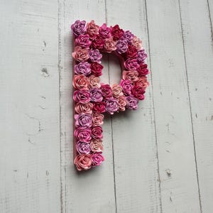 Letter P Monogram - Rolled Flower Design - Shades of Pink - Etsy