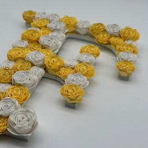 Letter F Monogram Rolled Flower Design White Yellow Roses - Etsy