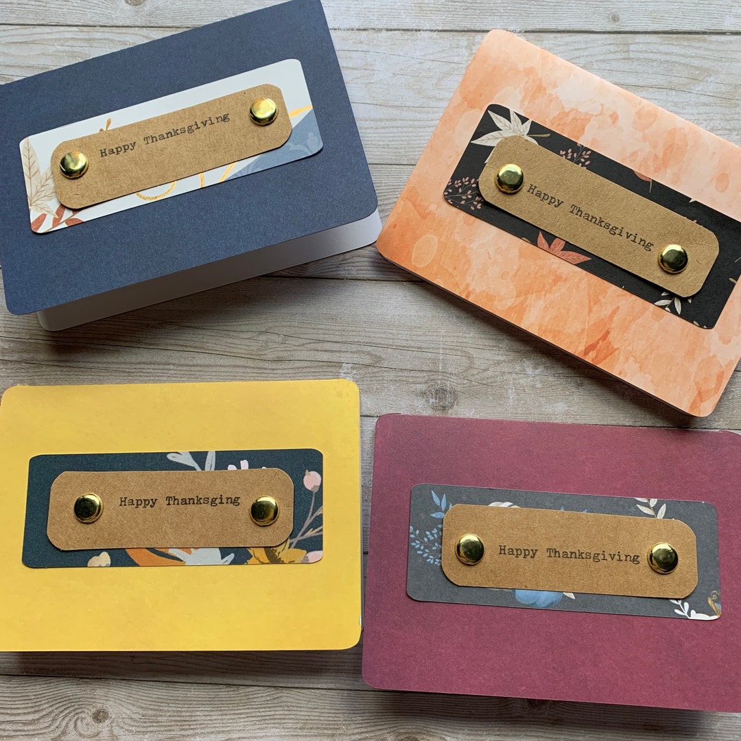 Happy Thanksgiving Cards - Fall Note Cards - Set of 4 - Color Choices ...