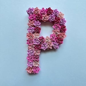 Letter P Monogram Rolled Flower Design Shades of Pink - Etsy