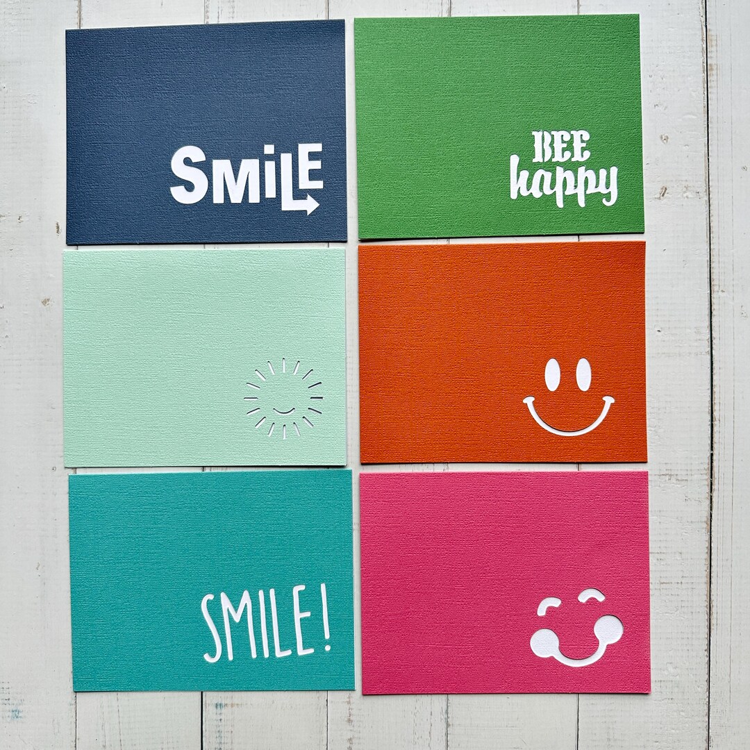 Smile Note Cards - Set of 6 - Blank Inside - Smiley Face - Be Happy ...