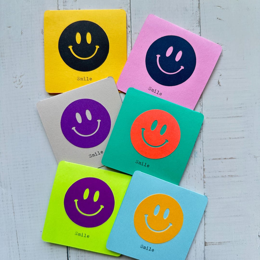 Smile Typed Mini Note Cards - Set of 6 - Blank Inside - Etsy