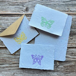 Butterfly Cards on Handmade Paper - Set of 4 - Recycled Paper - Etsy