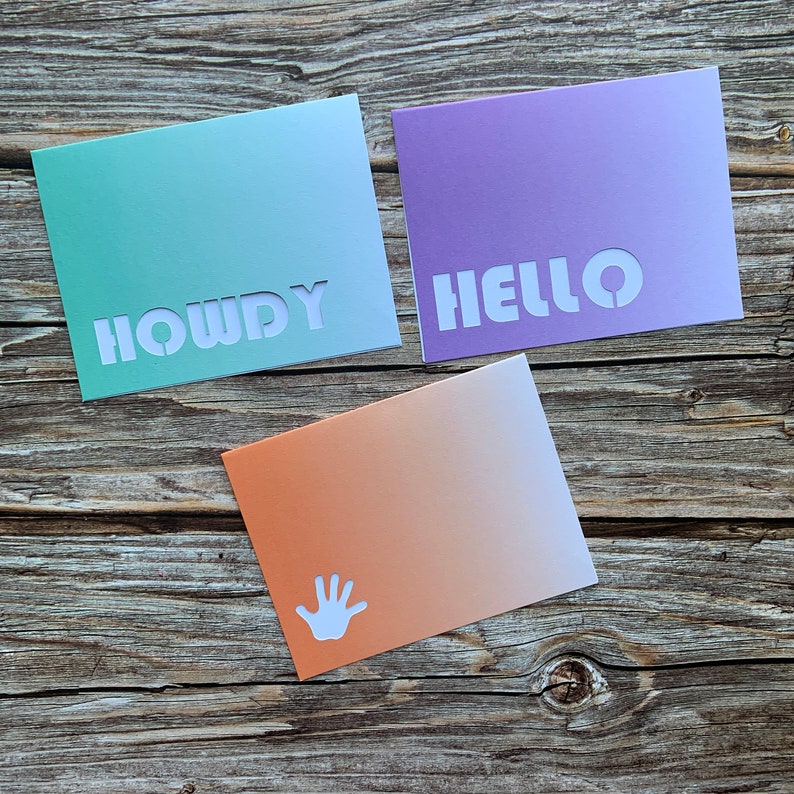 Hello Cards Set of 6 Blank Inside Hello Hi-ya Howdy - Etsy