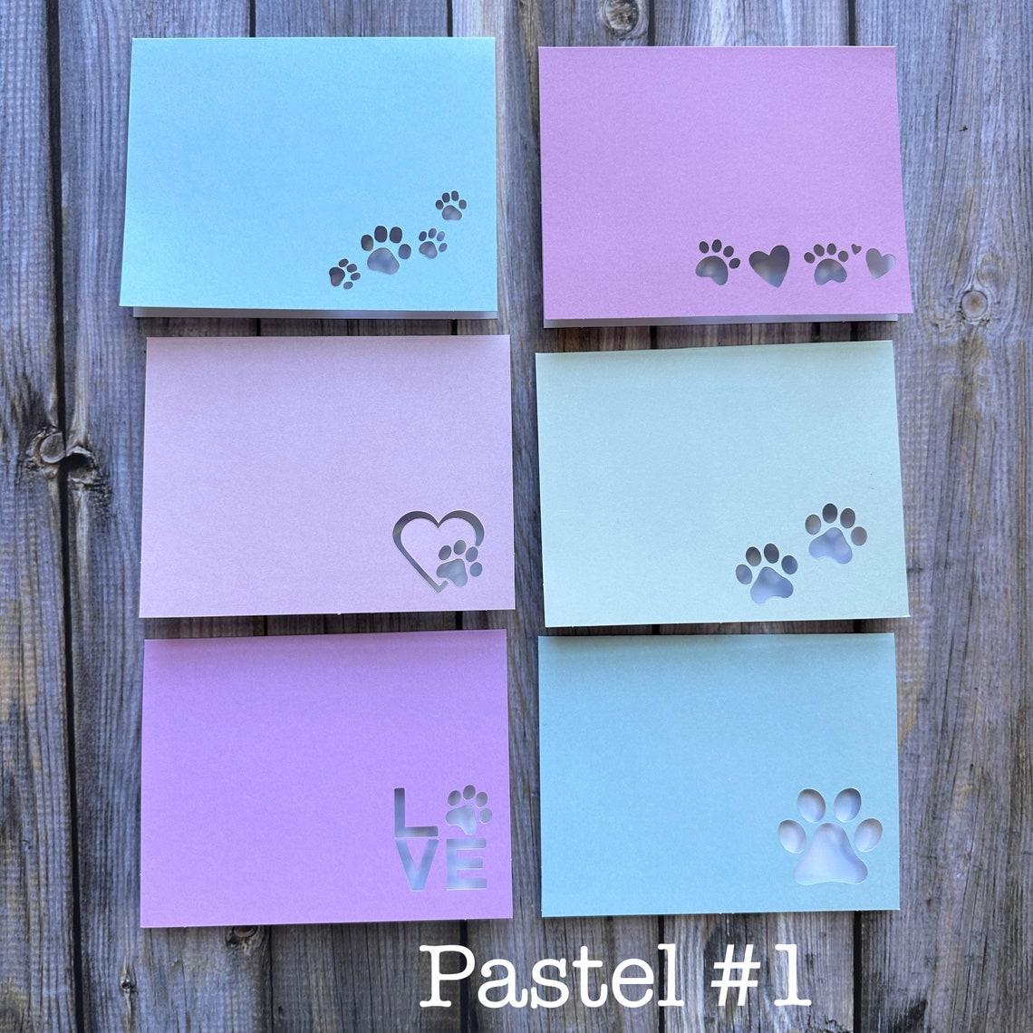 Pet Paw Prints Custom Cut Note Cards Set of 6 Blank Inside - Etsy