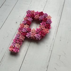 Letter P Monogram - Rolled Flower Design - Shades of Pink - Etsy