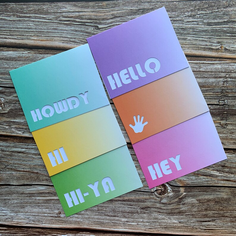 Hello Cards Set of 6 Blank Inside Hello Hi-ya Howdy - Etsy