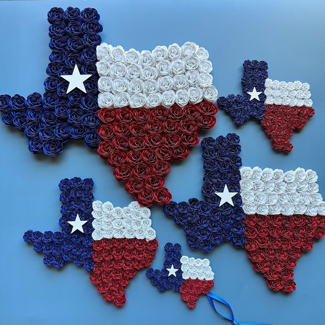 Texas Flag Sign Rolled Paper Flower Design Lonestar State Texas Wall ...