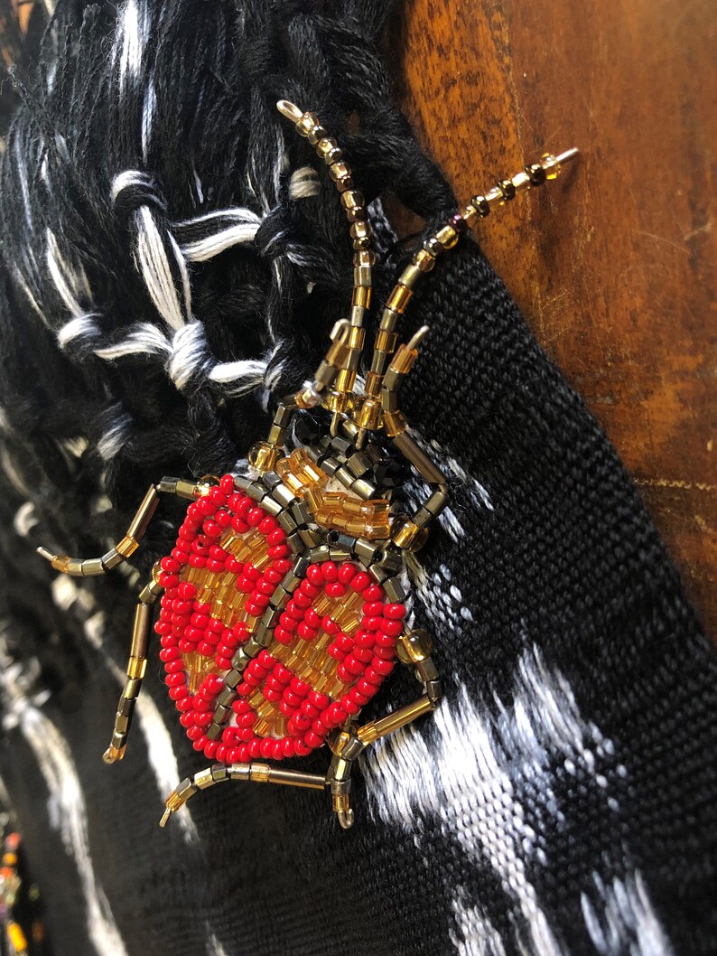 Lady Bug Pin Beaded Hat Pin Seed Beads Colorful - Etsy