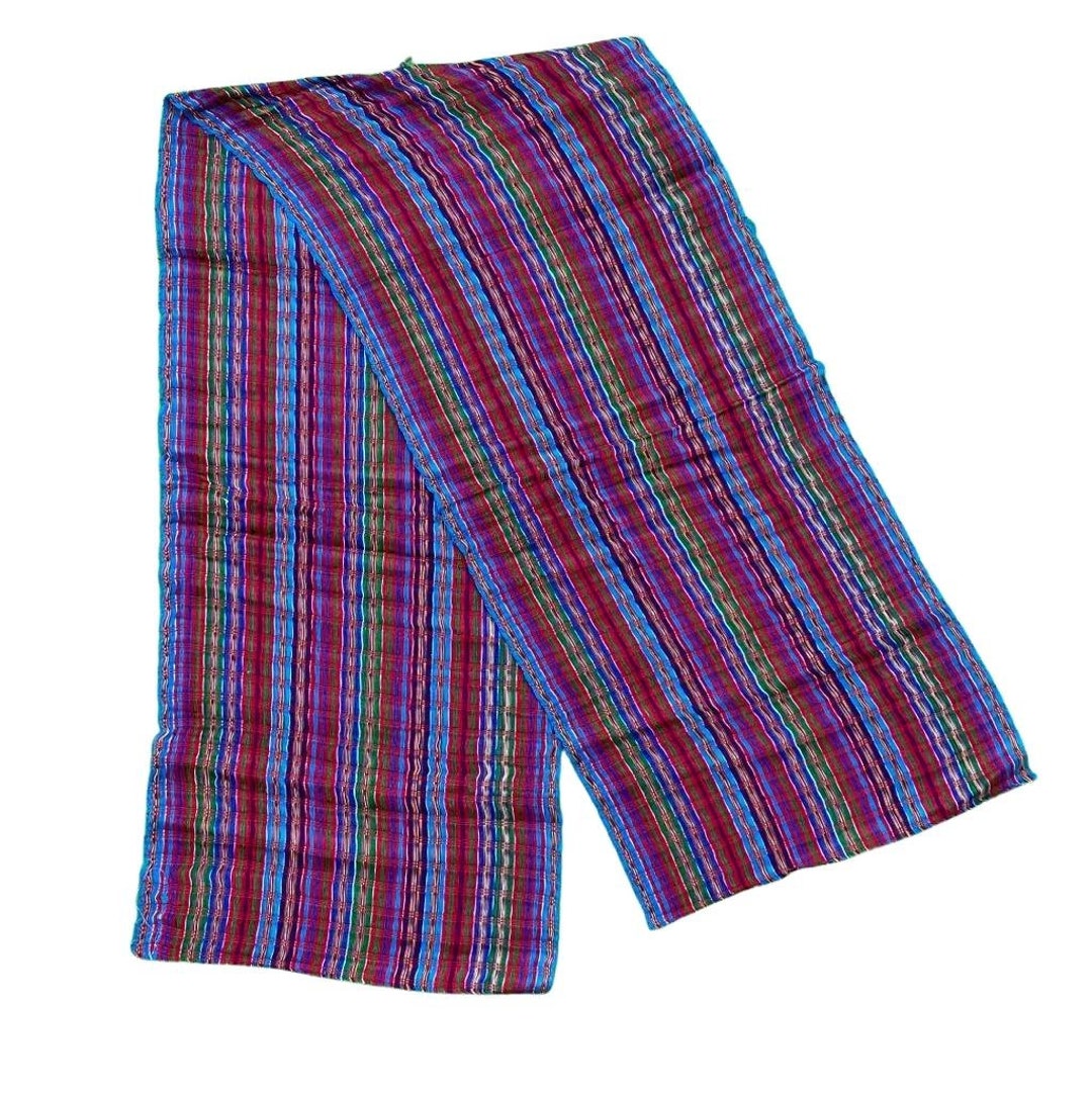 Hand Woven Scarf From Guatemala, Blue and Red Tones, Multi Color, Soft ...