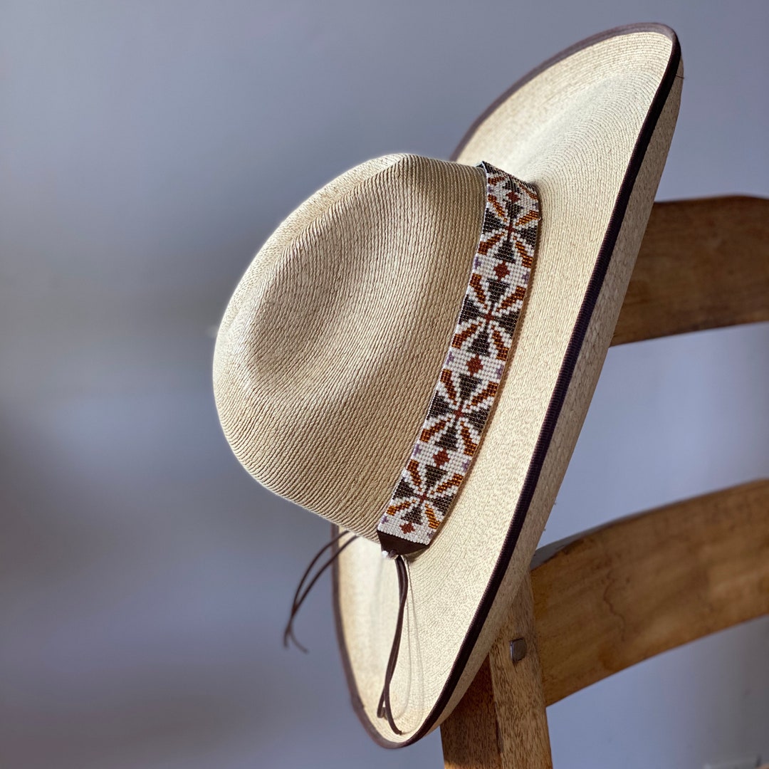 Beaded Hat Band, 1 1/4" Inch Wide Hatband, Hat Accessory, Leather Tie ...