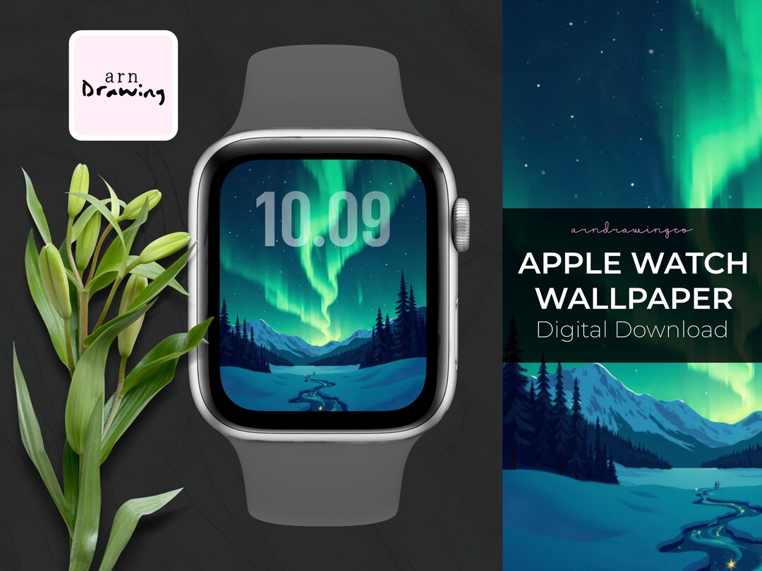 Northern Lights Apple Watch Wallpaper, Aurora Borealis, Winter Night ...