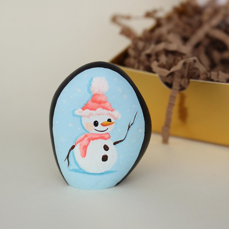 Painted Snowman Rocks - Etsy