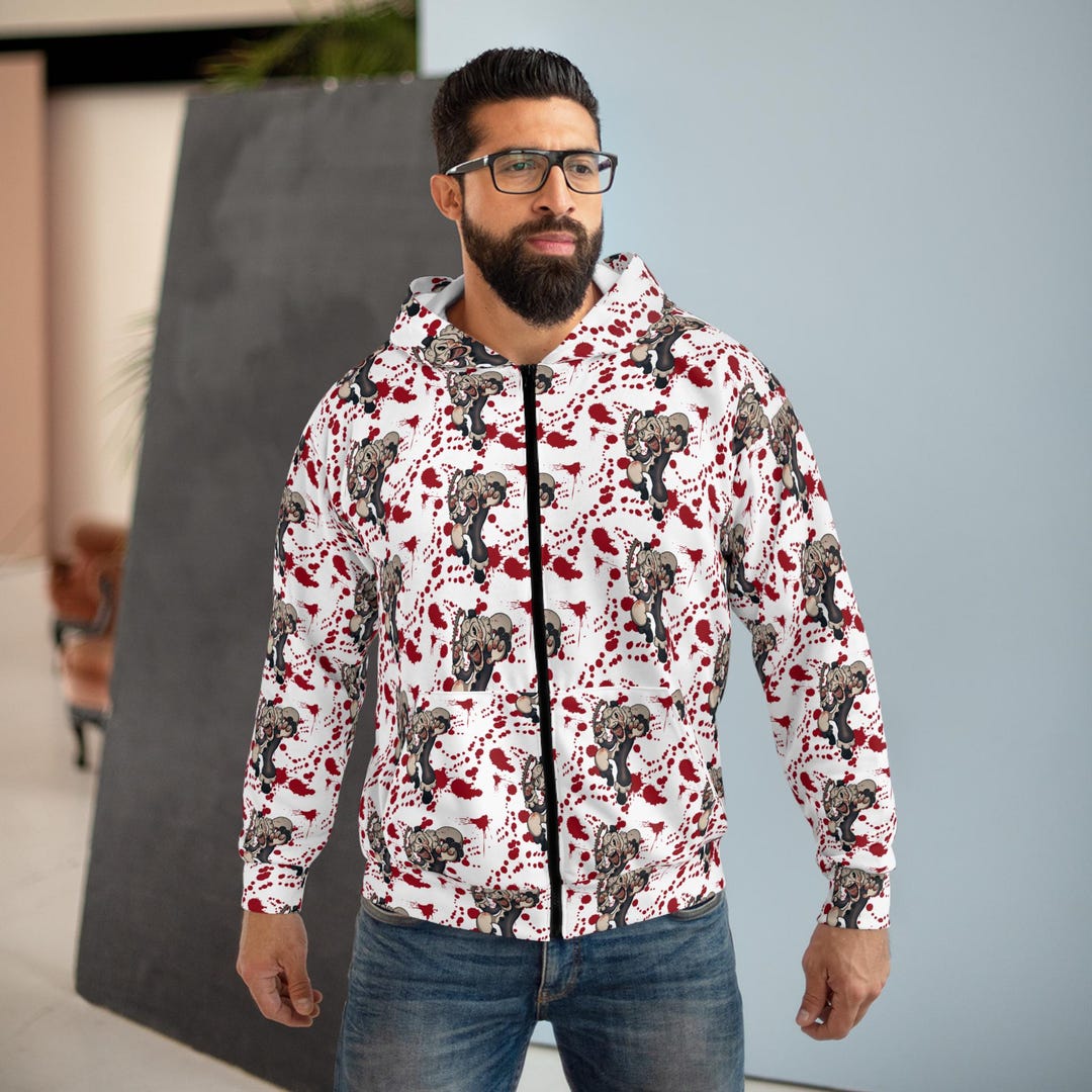 Terrified Clown Blood Splatter Unisex Zip Hoodie - Etsy