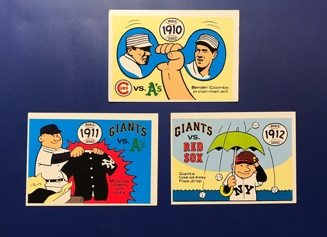 World Series 1910, 1911, and 1912 Baseball Cards, 1970 Fleer, Cartoon ...
