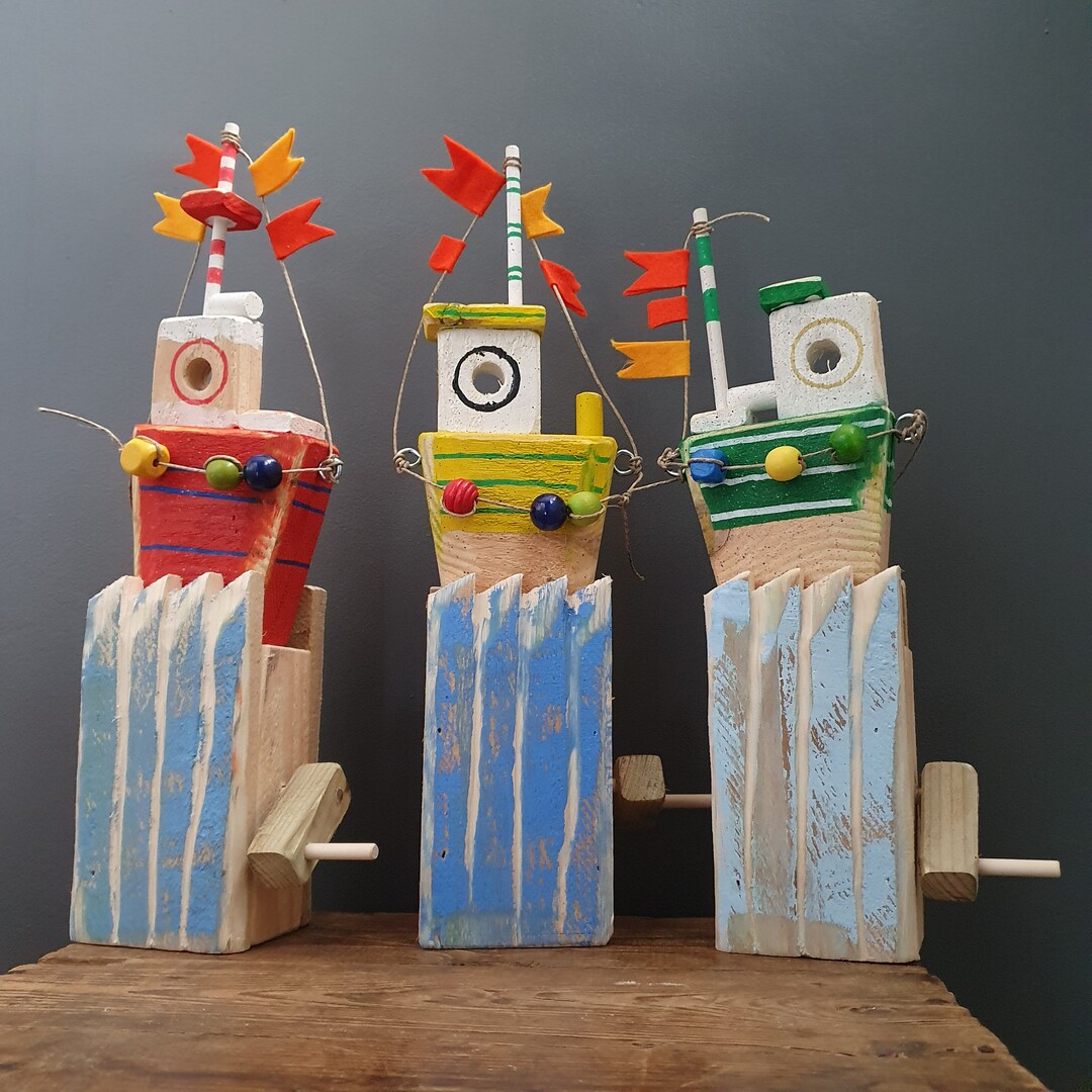 Nautical Boat Automaton, Mechanical Kinetic Art, Reclaimed Recycled ...