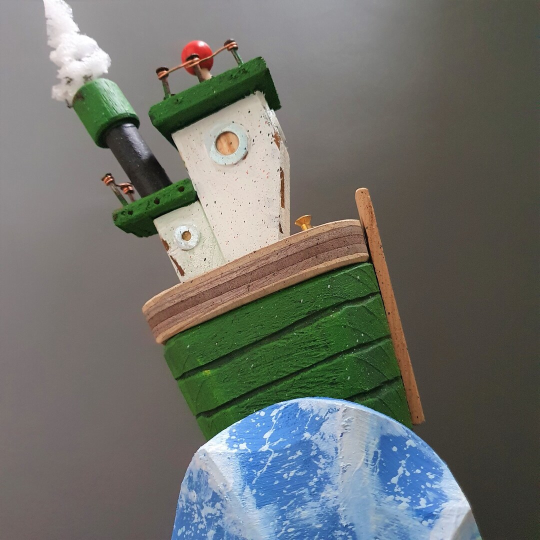 Nautical Boat Automaton, Mechanical Kinetic Art, Reclaimed Recycled ...