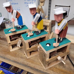 Golfing Automaton, Mechanical Kinetic Art, Reclaimed Recycled Pallet ...