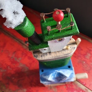Nautical Boat Automaton, Mechanical Kinetic Art, Reclaimed Recycled ...