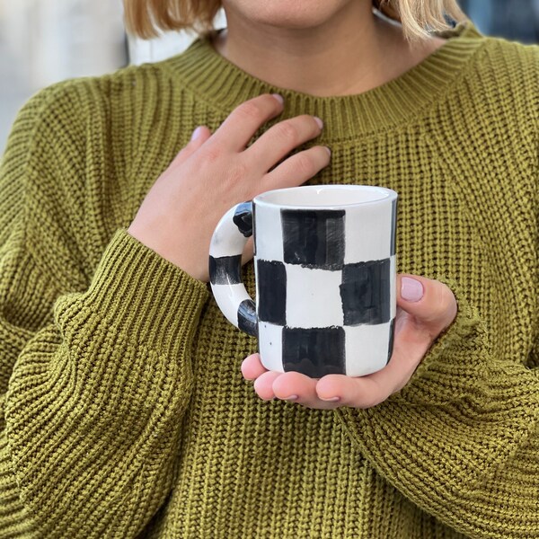 Checkered Mugs - Etsy