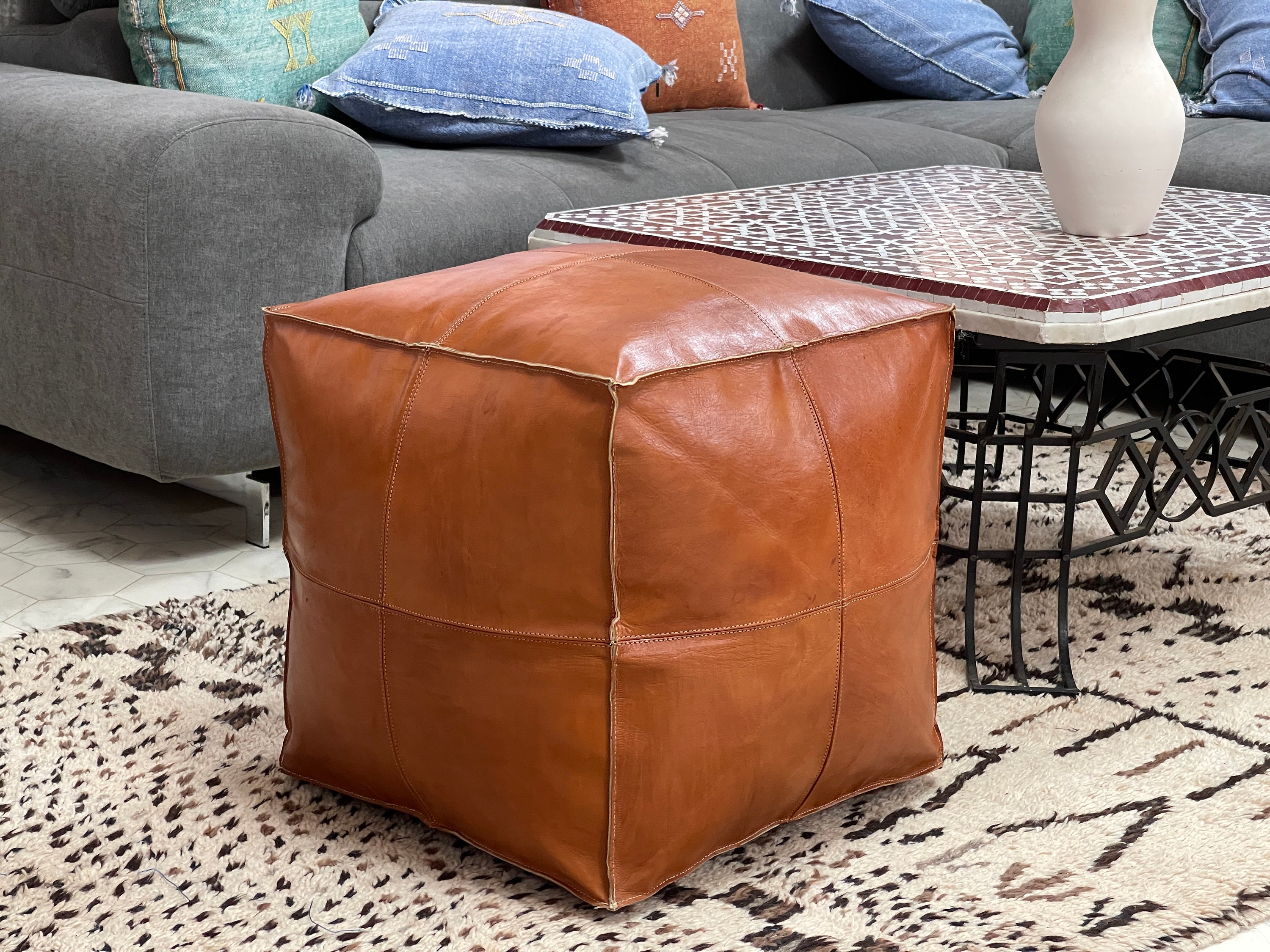 moroccan pouffe moroccan pouf Brown moroccan handmade moroccan Brown ...